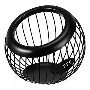 Gadpiparty Coffee Pod Holder Large Capacity Espresso Pod Holder Metal Coffee Storage Coffee Pod Organizer Coffee Pod Basket Coffee Station Tea Bag Holder (Black)