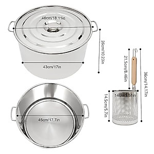 Commercial Pasta Cooker Insert Set, Stainless Steel Multipurpose Stock Pot for Cooking Vegetables, Seafood, Cooking Pot with Lid Suitable for Stews and Pasta(5Holes)