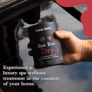 Detox Babe Bye Bye Dry Organic Detox Bath Salt Soak (8 oz) | Epsom Salt, Coconut Milk Powder, Raw Organic Honey, Colloidal Oat, Vanilla, Rose Bath Soak | Herbal Essential Oils Soak | Spa Bath Gift