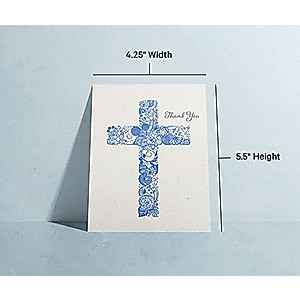 Twigs Paper - Christian Cross Thank You Card Set - 12 Blank Religious Cards (5.5 x 4.25 Inch) with 12 Envelopes - Eco Friendly Stationery - Made In The USA From Sustainable Materials
