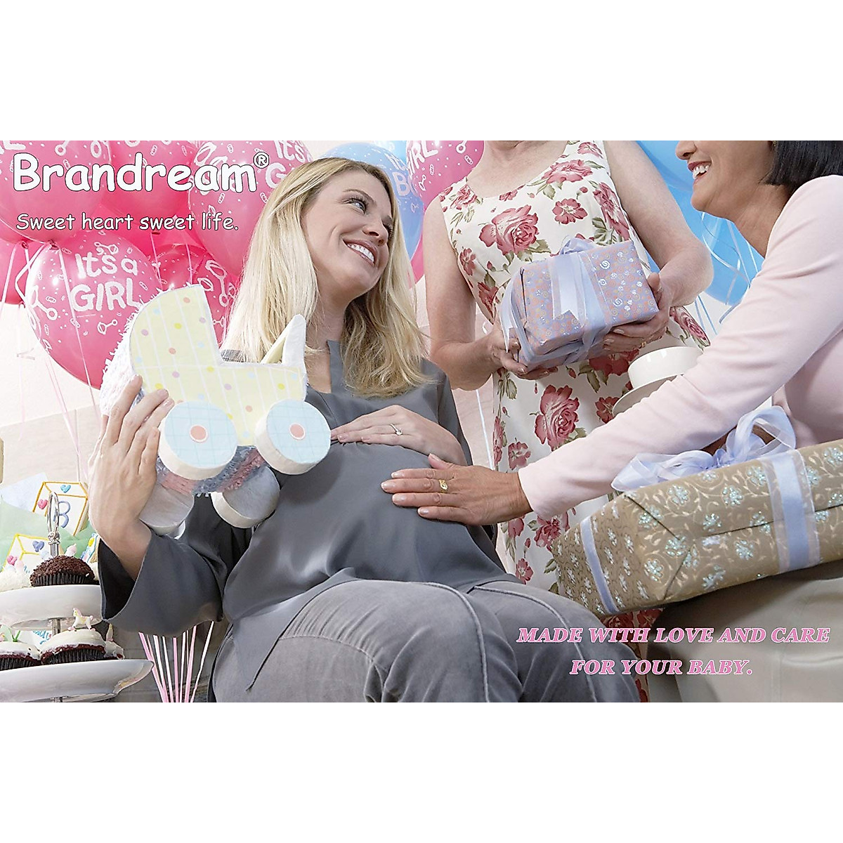 Brandream Luxury Diamond Girls Nursery Crib Bedding Set | 3 Piece White Chic Baby Bedding Set | Baby Comforter, Fitted Crib Sheet, Crib Skirt