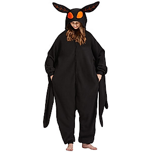 WAWRTOU Mothman Costume Halloween Onesie Adult Cosplay Animal Onesies Pajamas Christmas Sleepwear for Women Men
