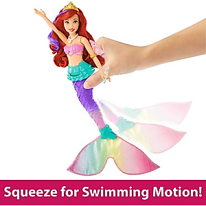 Mattel Disney Princess Toys, Ariel Swimming Mermaid Fashion Doll with Color-Change Hair & Tail, Inspired by The Little Mermaid Movie