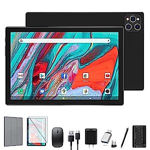 Tablet 2023 Latest Android 12 Tablet 128GB + 16GB (8+8 Expand) Large Storage, 2 in 1 Tablet with Keyboard, Octa-Core Processor, Tablet 10 Inch Screen, 5G WIFI Tablet Bluetooth/Mouse/Case/13MP Camera