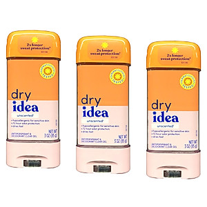Dry Idea AdvancedDry Unscented Antiperspirant & Deodorant Clear Gel 3.0FL OZ (Pack of 3)