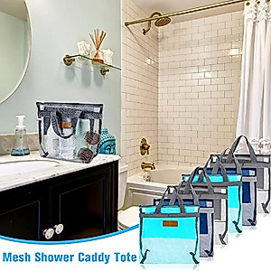 Tudomro Mesh Shower Tote Bag Caddy Quick Dry Hanging Shower for College Dorm Room Essential Large Beach Travel Games Sports Bathroom Gym Swimming (6 Pcs)