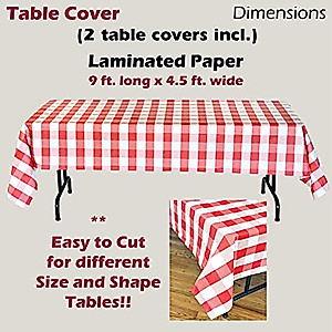 Havercamp Red and White Plaid Table Cover |2 Pack | 54" x 108" | Classic Plaid Collection | Great for Picnic, Barbecue, Cookout, Lumberjack Theme, Playground