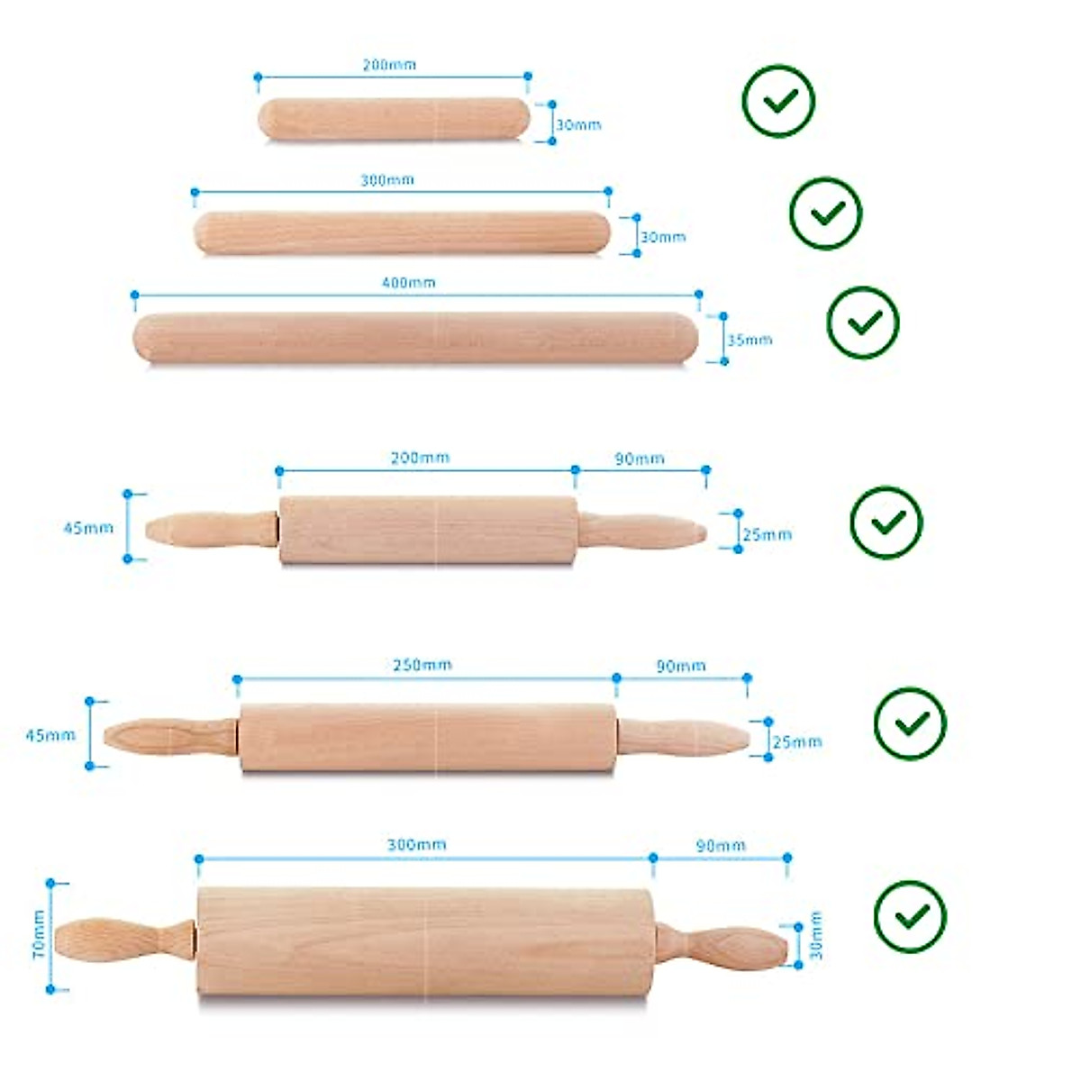 YYST Rolling Pin Holder Rolling Pin Display Rack Rolling Pin Storage - Hardware Included - No Rolling Pin-4/PK
