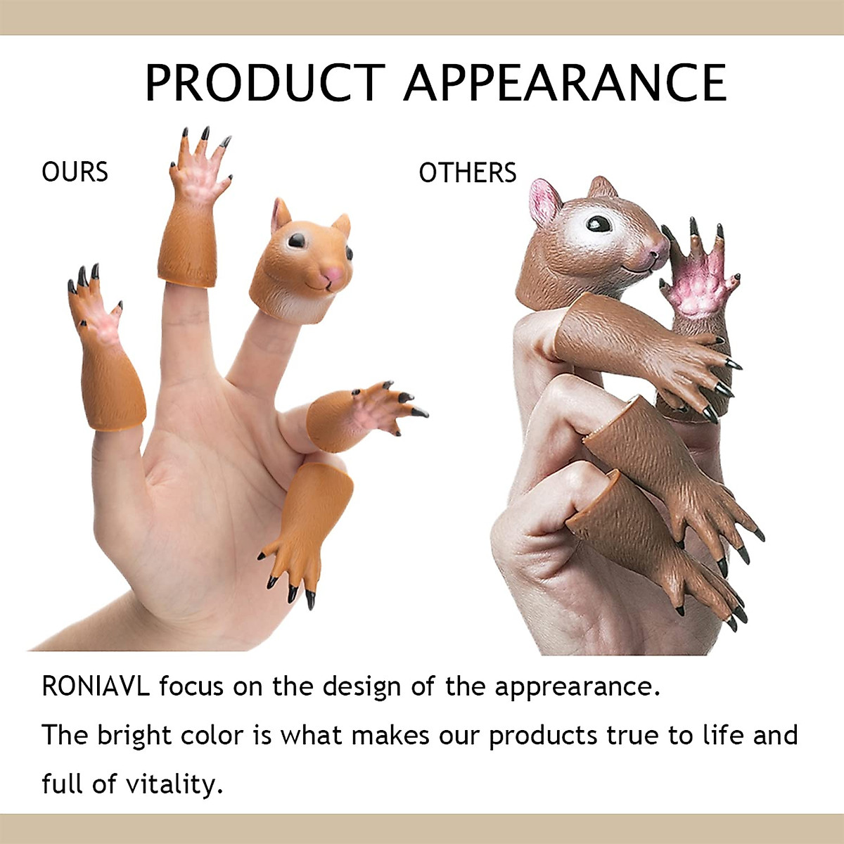 RONIAVL Animal Squirrel Finger Puppet Funny Toys, Puppet Show Theater Props, Sridiculous Weird Gag Gift Soft Odourless