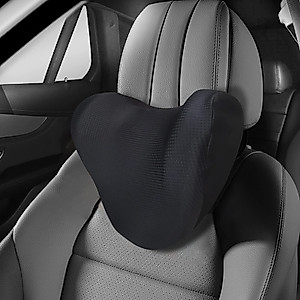 Super Soft Car Headrest Pillow, 100% Memory Foam Car Neck Pillow with Adjustable Strap & Breathable Removable Cover, Ergonomic Design - Travel Pillow Car Pillow for Neck/Back Pain Relief(Black, 1P)