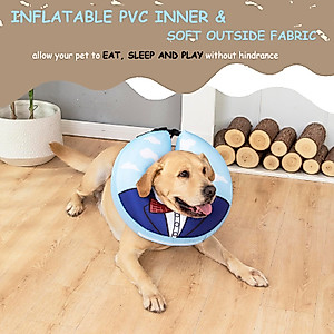 Inflatable Dog Cone Collar,Waterproof Soft Dog Donut Cone for Large Medium Small Dogs Cats, Recovery Dog E-Collar Alternatives After Surgery (Suit Blue, X-Large)