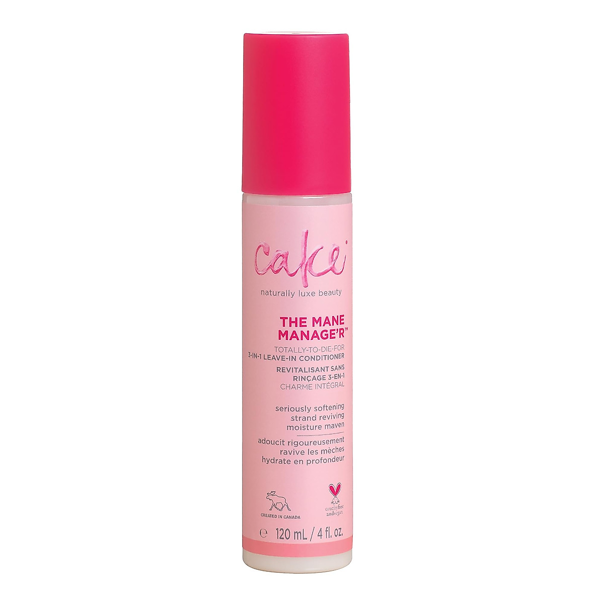 Cake Beauty Leave in Conditioner, The Mane Manager – Moisturizing & Softening – With Coconut Oil, Biotin, Soy & Rice Proteins – For Dry/Normal Hair Types – 4 Fl Oz / 120 mL