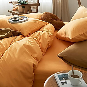 mixinni Tangerine Jersey Knitted Duvet Cover 3 Pieces Organge Soft Bedding Set with Zipper Closure Perfect for Him and Her, Easy Care, Soft and Breathable-(3pcs, King Size)