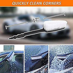 AUTODECO 13Pcs Auto Detailing Brush Set for Most Pressure Washers, Car Cleaning Tools Kit with Rotating Brush, Utility Bristle Brush, Tire Brush, Universal Adapter, Detailing Brush Set