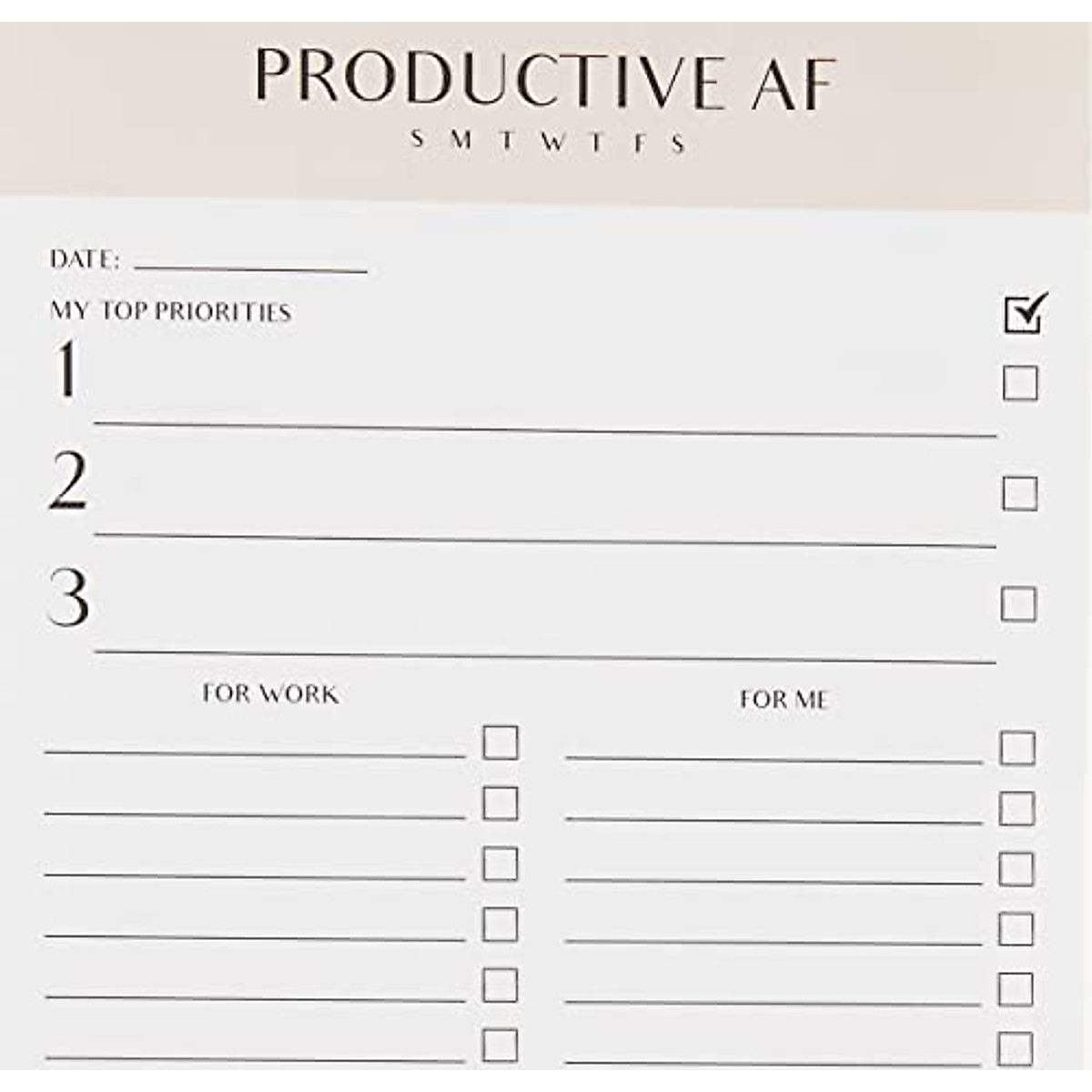 Manifest Your Purpose Productive AF Notepad, Daily Planner, Simple Pink Notepad, Organizer, To - Do Lists, Size A5, Undated Planner (50 Sheets),