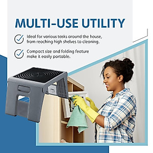 Cramer Folding Step Stool, 1-Step, 250 lb Capacity, 14w x 11.25d x 9.75h, Gray