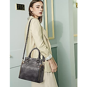 FOXLOVER Vegan Leather Handbags for Women Multifunctional Top Handle Purse Ladies Leather Crossbody Shoulder Bags (Grey)