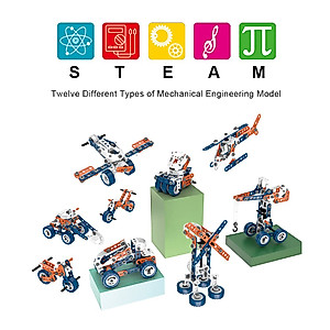 COMIN Educational Toys Building Sets STEM Learning Kit, 12 in 1 Engineering Toys Creative Set 152 Pieces for Boys/Girls/Birthday/Christmas/Holiday Age 5 6 7 8 9+ Years Old
