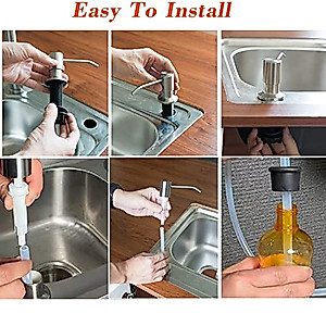 Soap Dispenser for Kitchen Sink Black Under Sink Kitchen Dish Soap Dispenser Pump Stainless Steel Liquid Soap Dispenser with 41" Extension Tube