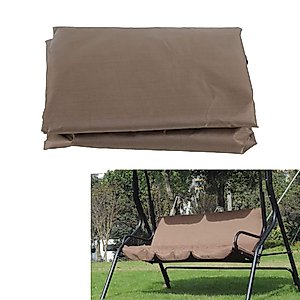 Swing Hammock Cushion Cover Replacement, 190T Polyester Taffeta Waterproof Fabric 3‑Seat Swing Hammock Cushion Cover Swing Chair Bench Protection Cover for Outdoor Furniture 59.1x19.7x3.9in (Brown)