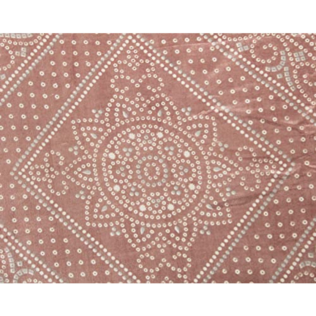 Peegli Vintage Bandhani Printed Saree Pink Recycled Fabric Silk Blend DIY Craft Sari