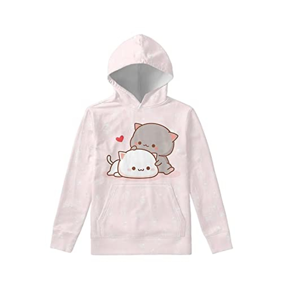 WELLFLYHOM Cute Cartoon Cat Hoodies Pullover Sweatshirt for Girls 8-10 Years Juniors Kids Loose Sweater Long Sleeve Hooded Jacket with Pockets Pink