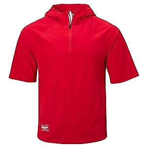 Rawlings Color Sync Adult Men's Short Sleeve Cage Jacket, Large,Red