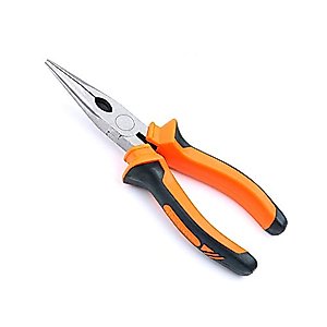 BOENFU Needle Nose Pliers 8-inches Heavy Duty Craft Wire Cutter Electrical Pliers Long Nose Pliers for Wire Wrapping, Crafts, Jewelry Making, Orange