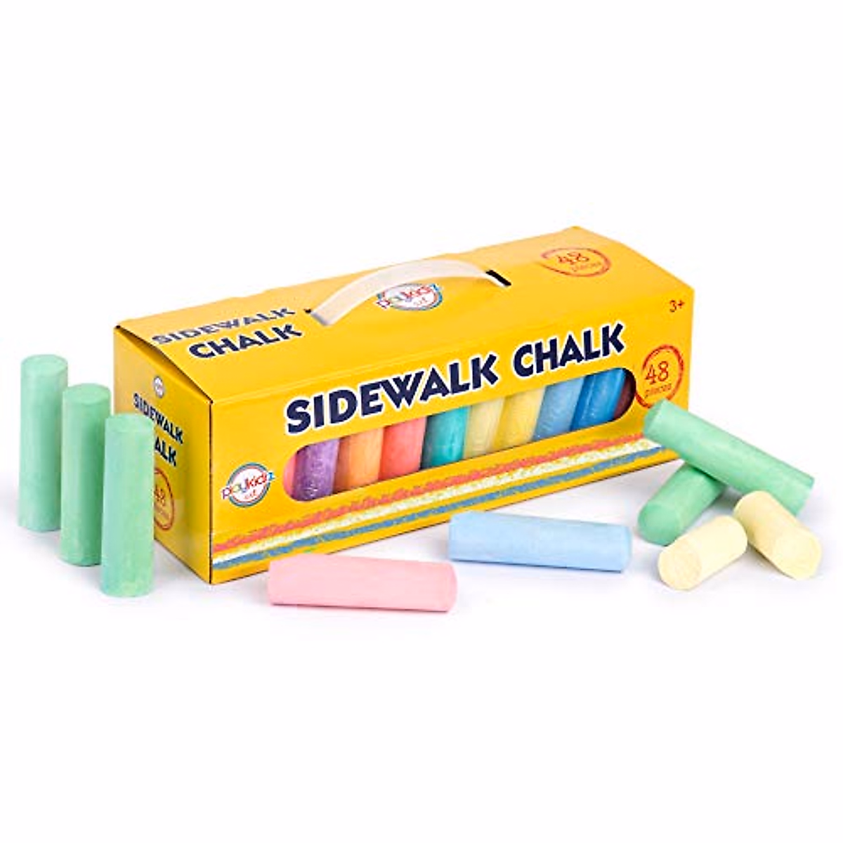 Jumbo Washable Sidewalk Chalk Set Non-Toxic Jumbo Chalk for, Painting on Chalkboard, Playground, Blackboard, and Outdoor Art Play (48)