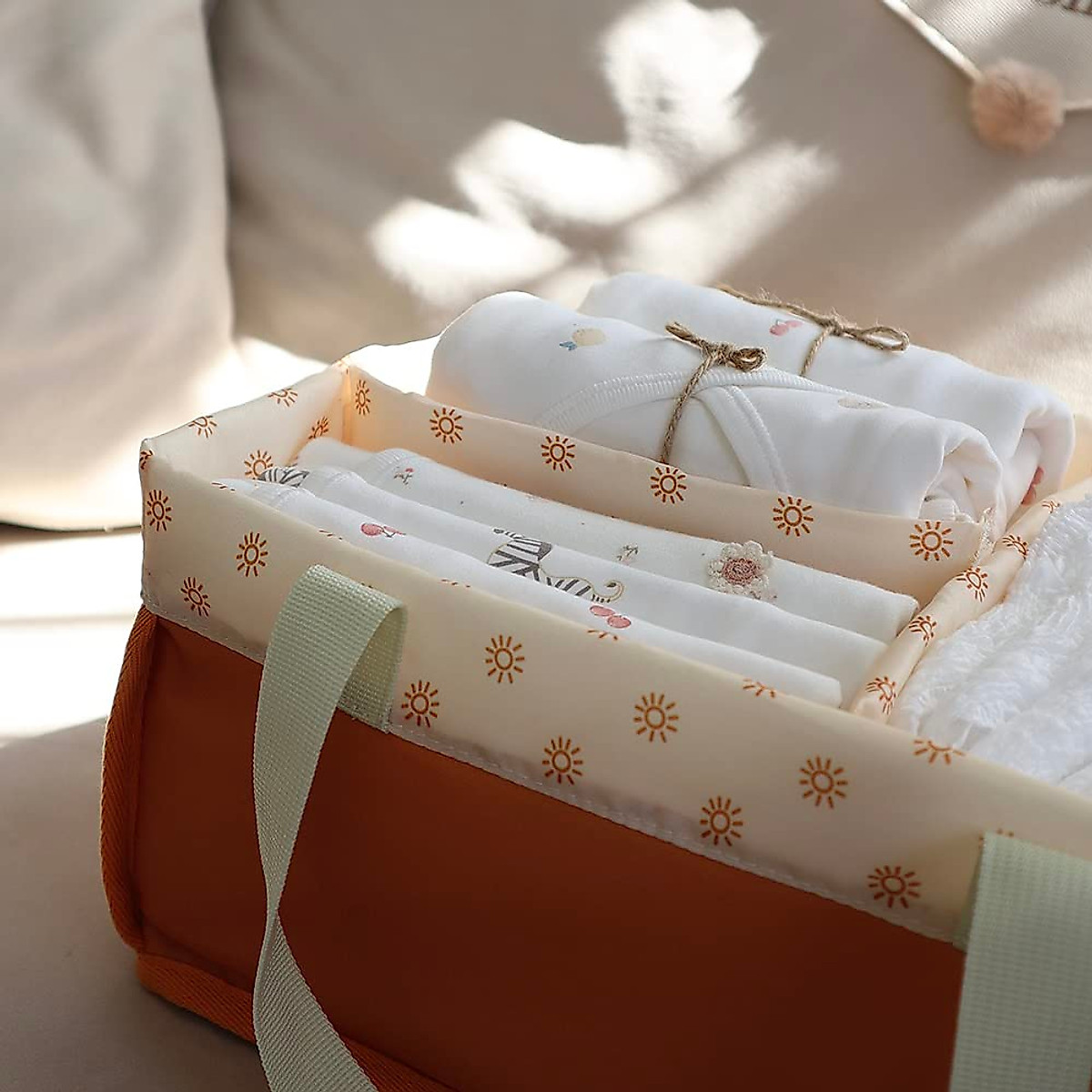 MOMIGO Baby Diaper Caddy Organizer - Portable Nursery Storage Basket for Diapers and Baby Wipes, Diaper Stacker Car Organizer, newborn nursery Gift