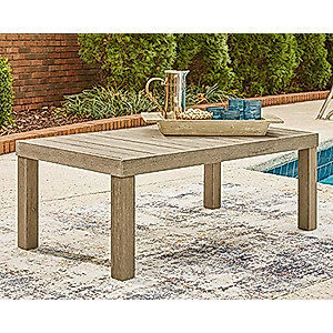 Signature Design by Ashley Outdoor Silo Point Eucalyptus Patio Coffee Table, Brown