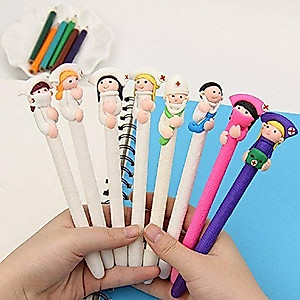 BestGrew® 10pcs Doctor and Nurse Polymer Caly Ball Point Pens Cute Novelty Lovely Cartoon for Writing Stationery School Office Supplies