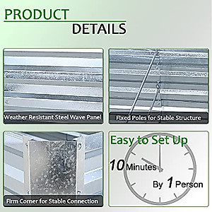 FORTUNO 8x4x1.9 FT Galvanized Raised Garden Bed Box 96"x47"x22.4" -Large Metal Outdoor Flower Bed Steel Patio Ground Planter for Planting Vegetables and Herbs, Silver