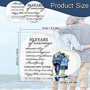 Roowest 50th Anniversary Wedding Gift 50th Marriage Gifts Acrylic Heart Marriage Keepsake Decoration Gifts for Couple Mom Dad Parents Women Man