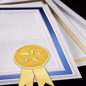 PaperDirect Embossed Seal of Achievement Gold Foil Ribbon Certificate Seals, 2 Inch, Self Adhesive, 100 Count, Embossed Seals for Certificates, Achievement Award Stickers for School, Work, Diploma