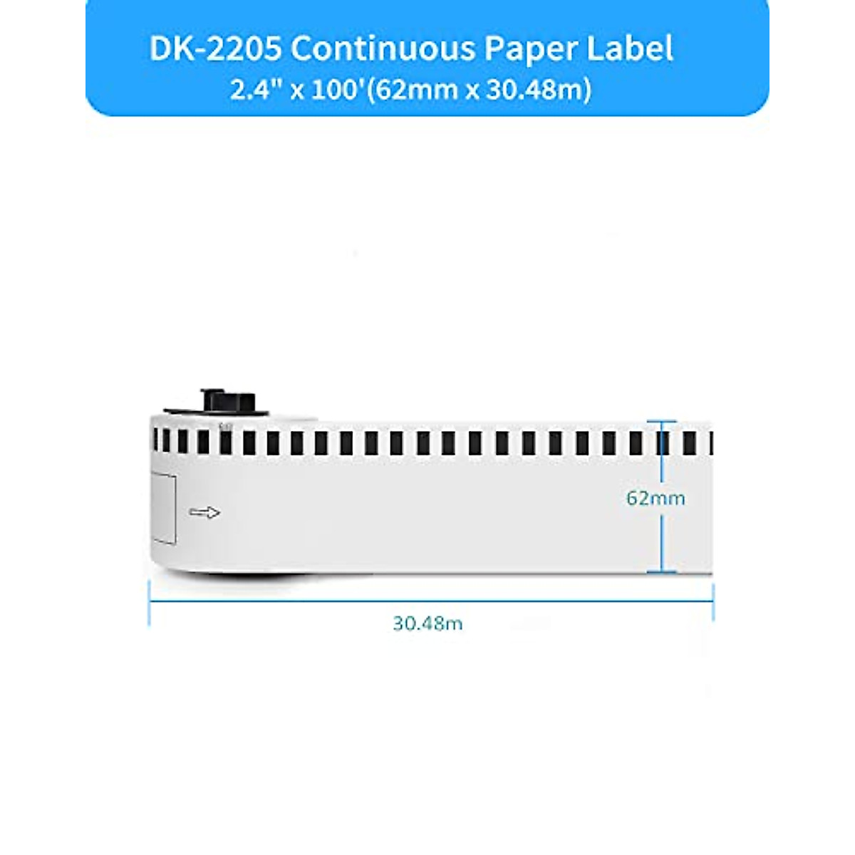 12 Rolls DK-2205 QL800 QL810W QL820NWB QL1100 Continuous Paper Label 2.4" x 100 Feet, Compatible with Brother QL Label Printers, Replacement for Brother DK-2205 Continuous Paper Lable Roll