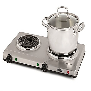Salton THP-528 Electric Double-Coil Cooking Range, Stainless Steel
