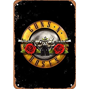 GCOCL Metal Sign Guns N' Roses Retro tin Sign Nostalgic Ornament Metal Poster Garage Art Deco bar Cafe Shop 8x12 Inch tin Poster Hacker