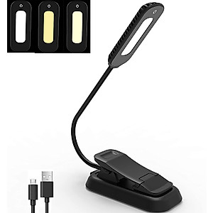ZYK Book Light, 12 LED USB Rechargeable Reading Light with 3-Level Brightness for Eye Protection Night Reading Lamp