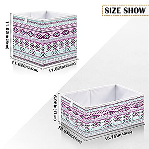 Kigai Cube Storage Bin Pink Aztec Navajo Print Foldable Storage Basket Toy Storage Box for Home Organizing Shelf Closet Bins, 11 x 11 x 11-Inch