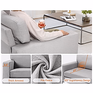 IDEARHOUSE 82 Inch Sofa, Comfy Couch, Modern Sofa, 3 Seater Sofa with Linen Fabric, Sofa Couch for Living Room Apartment Lounge Cozy Lounge Sofa,(Light Gray)