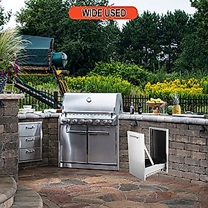 Karpevta Built-in Single Trash Drawer W14XD20XH27 Inch Pull-Out Tray Stainless Steel Trash Drawer with Handle for Outdoor Kitchen BBQ Island Trash Drawer Storage 10 Gallon Commercial Wastebasket