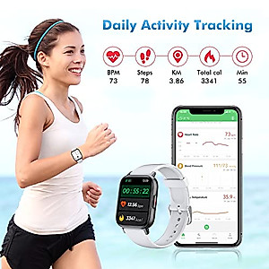 SOPPY Smart Watch for Women and Men, Sports Fitness Trackers with Heart Rate Monitor, IP67 Waterproof Watches for Women 1.69'' Touch Screen Smart Watch for Android iOS Phones with Replacement Straps