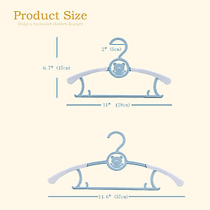 JSF Adjustable Baby Hangers for Baby Girl Boy, 20pcs Toddler Kids Child Nursery Closet Hangers, Non-Slip and Extendable Laundry Infant Hangers for Newborn Clothes (Colourful Bear Hangers)