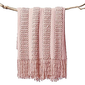 BATTILO HOME Dusty Pink Throw Blanket for Couch, Decorative Accent Soft Blush Throw Blankets for Bed Sofa Chair, 50"x60"