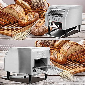 Conveyor Commercial Toaster, Electric Stainless Steel Toaster 300 PCS/H 2.2KW Countertop Toaster Heavy Duty 100% 304 Foodgrade Silver Bread Toaster for Home Restaurants Bakery Use