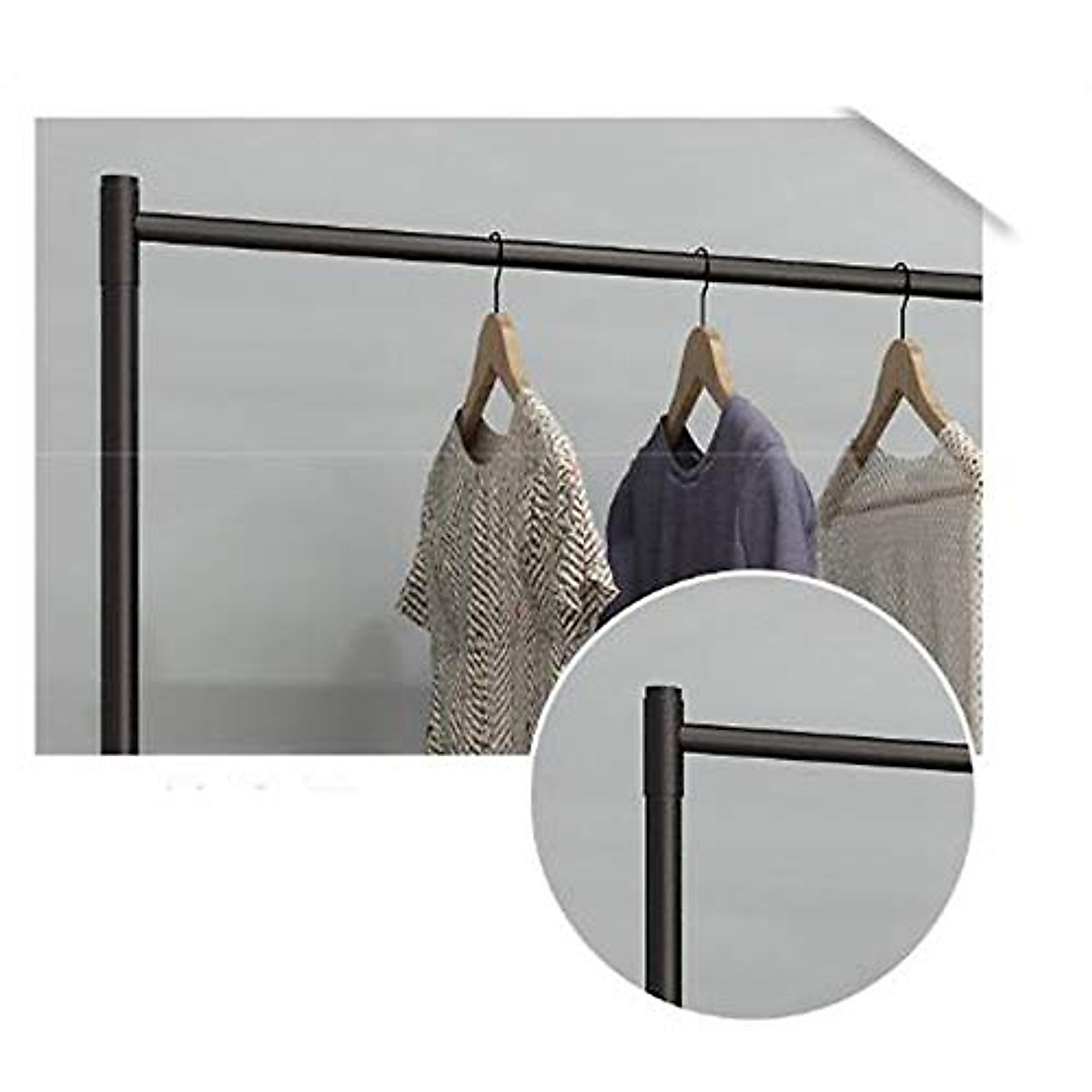 Free Standing Clothes Rail,Iron Simple Hanging Carboot Display Rail,Shelf Clothing Store Durable, Wear/Black / 150×150×40cm