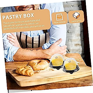 HEMOTON 100pcs Clear Gift Boxes Black Container Clear Cake Box Window Mini Muffin Holders Single Cupcake Containers Packing Box Plastic Boxes Tray Puffs Clamshell Single