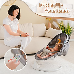 Baby Swings for Infants to Toddler,Nookbeya Electric Baby Swing for Newborn with 5 Swing Speeds Bluetooth Remote Control Music 12 Preset Lullaby, 3 Timer Settings, 5 Point Harness Portable Baby Rocker
