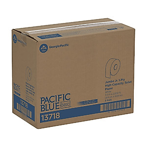 Pacific Blue Basic 1-Ply Jumbo Jr. 9'' Toilet Paper by GP PRO (GEORGIA-PACIFIC), 13718, 2,000 Linear Feet Per Roll, 8 Rolls Per Case